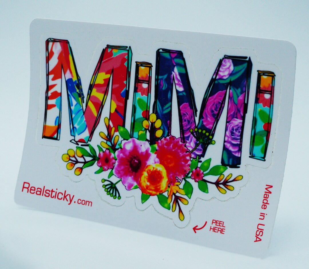 Floral Mimi Sticker Mother's Day Gift Grandmother Decal Colorful Floral ...