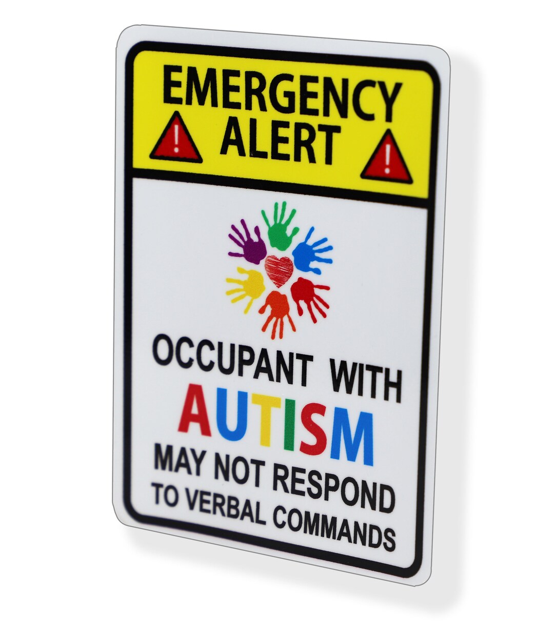 Emergency Alert Occupant With Autism Sticker Safety Door Wall Car ...