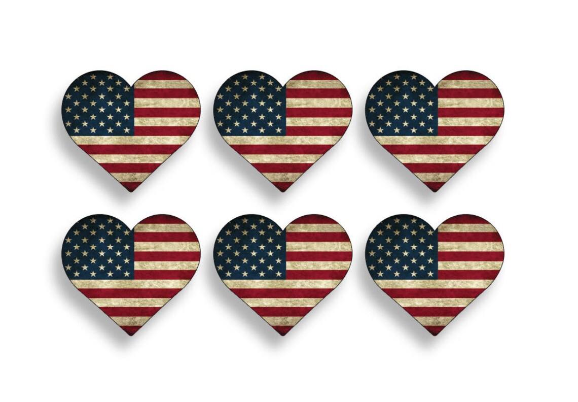 6 Mini Rustic American Flag Stickers USA Vinyl Die Cut Decals Car Truck ...