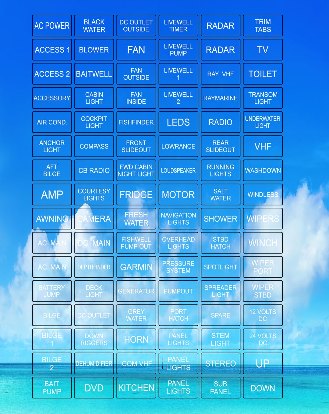 96 Die Cut Clear Adhesive Sticker With White Letters Pack Boat Dash ...