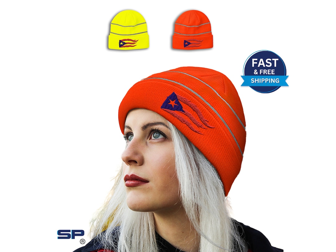 Winter Hats Puerto Rico Flame Flag Black Embroidery Winter Accesory ...