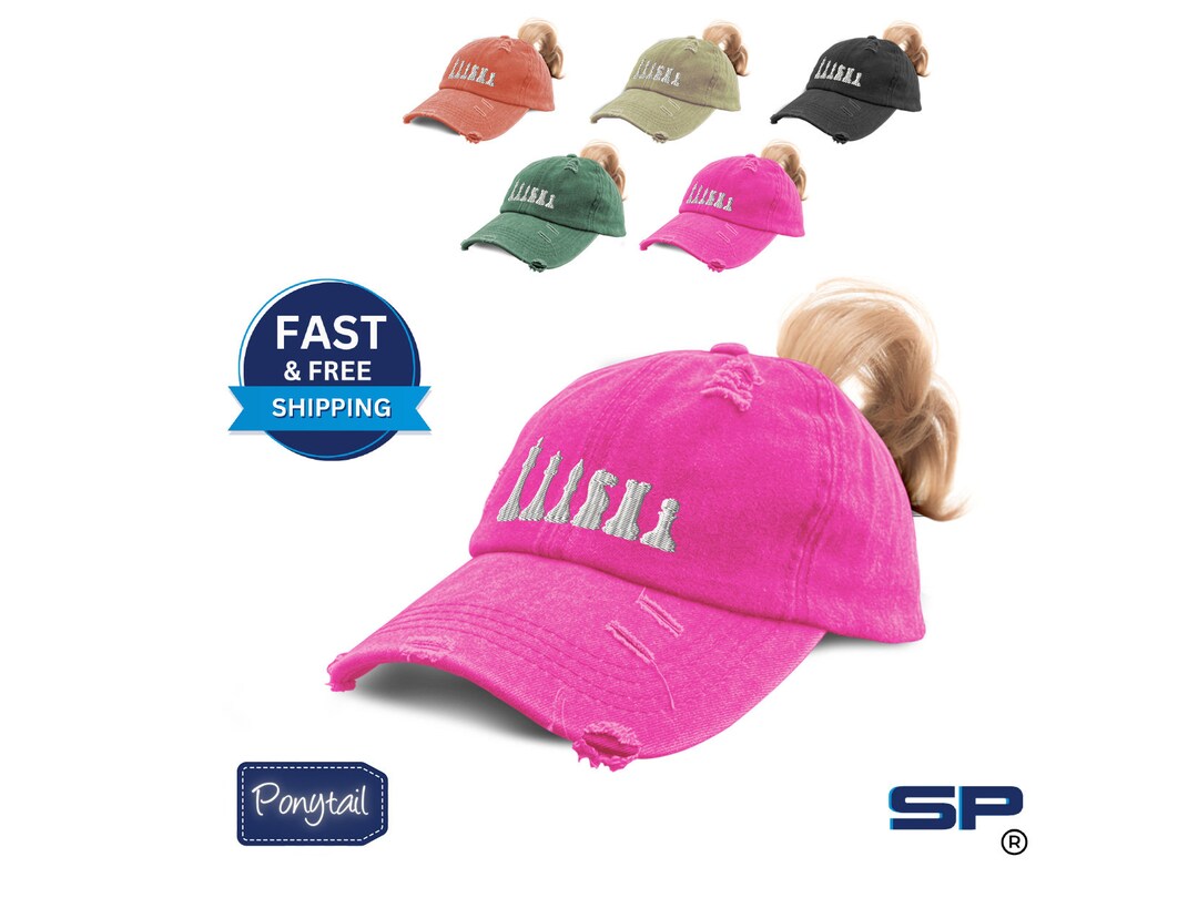 Womens Ponytail Cap Chess Set White Embroidery Gift for Her Chess ...