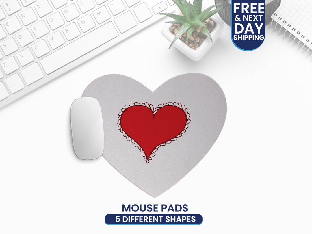 Office Supplies Curly Dash Bold Hear Red Valentines Day Mousepad Shape ...