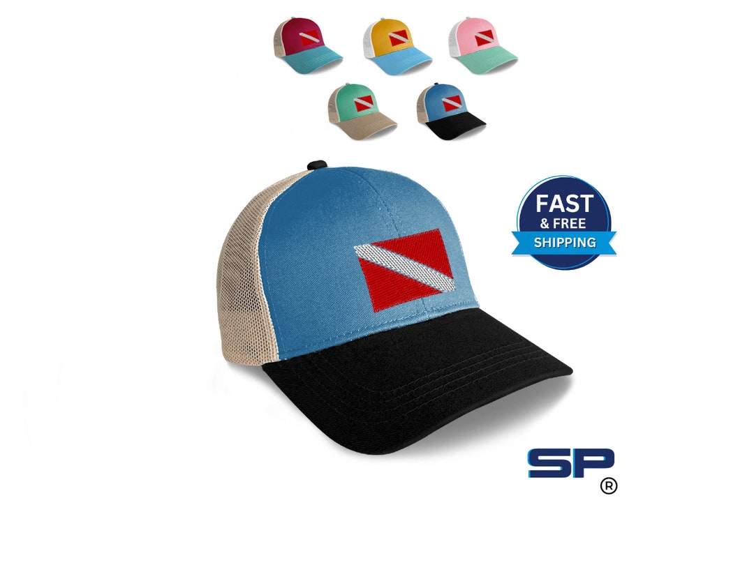 Baseball Cap Trucker Hat Sport Scuba Diving Flag Embroidery Diving ...