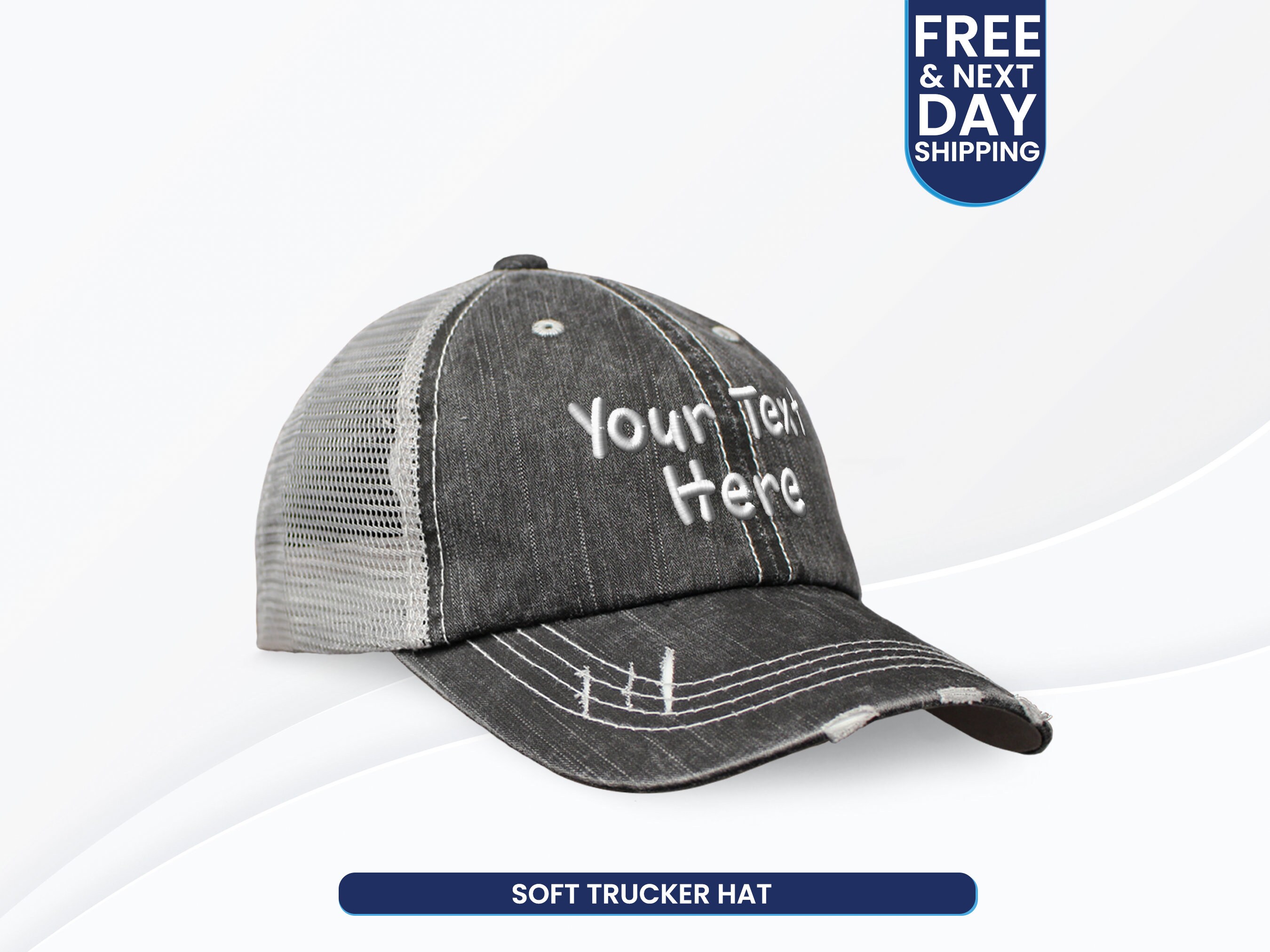 Soft Mesh Trucker Hat Customizable Embroidery Custom Text Hat Cotton ...
