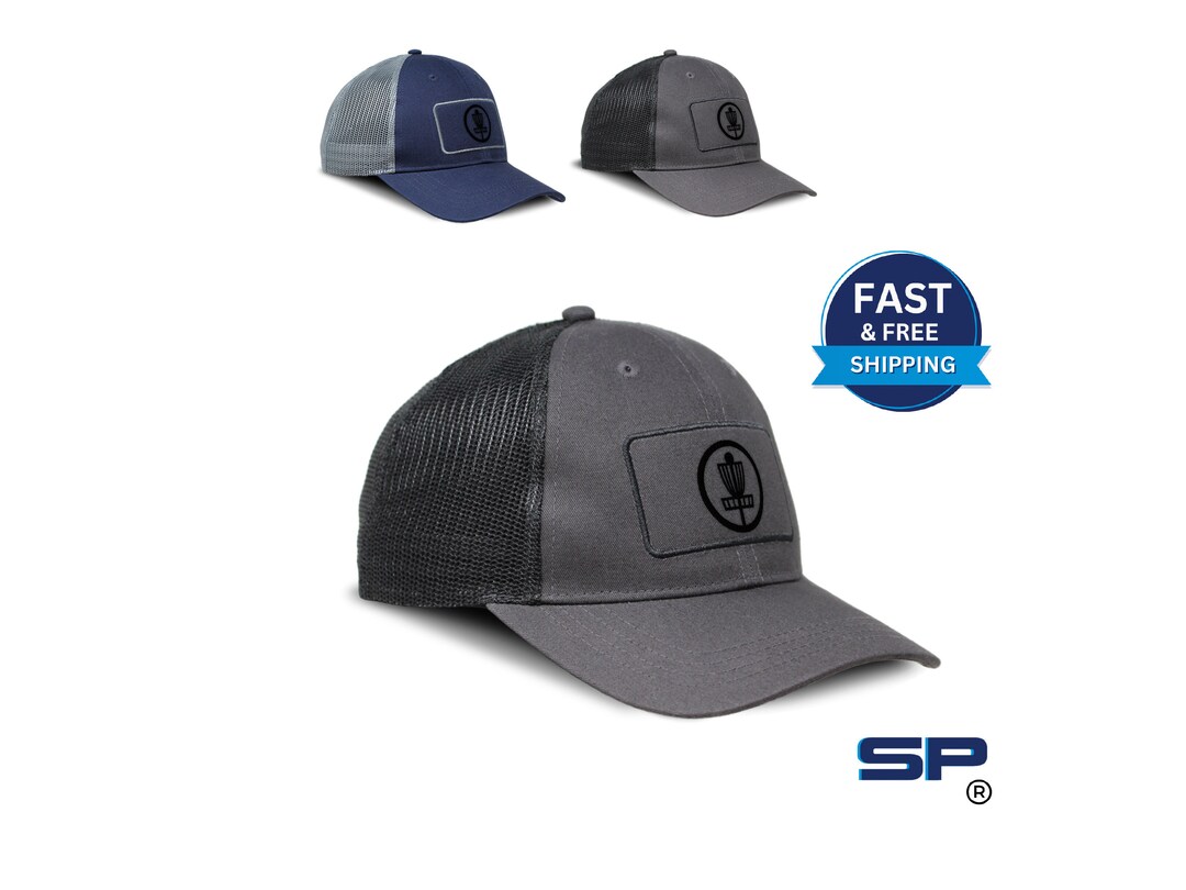 Patch Mesh Trucker Hat Disc Golf Sign Black Embroidery Disc - Etsy