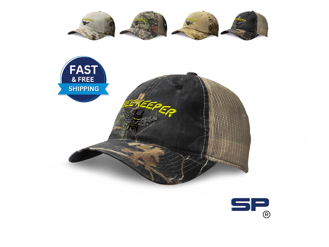 Soft Camo Hat Bee Keeper Honey Farmer Bees Embroidery Personalized Gift ...