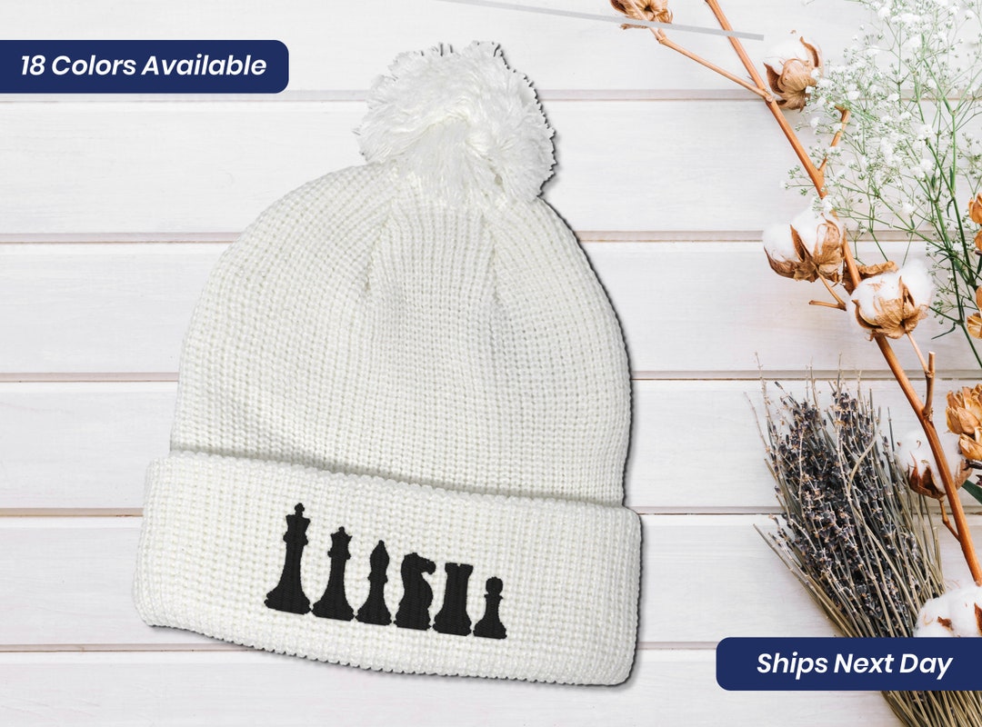 Chess Set Black Embroidery Winter Beanie Womens Personalized Beanies ...