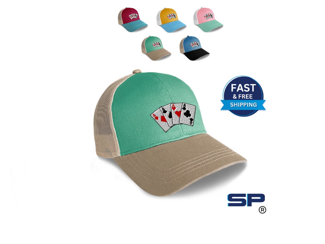 Baseball Cap Trucker Hat Poker Cards Game Embroidery Poker Recreational ...