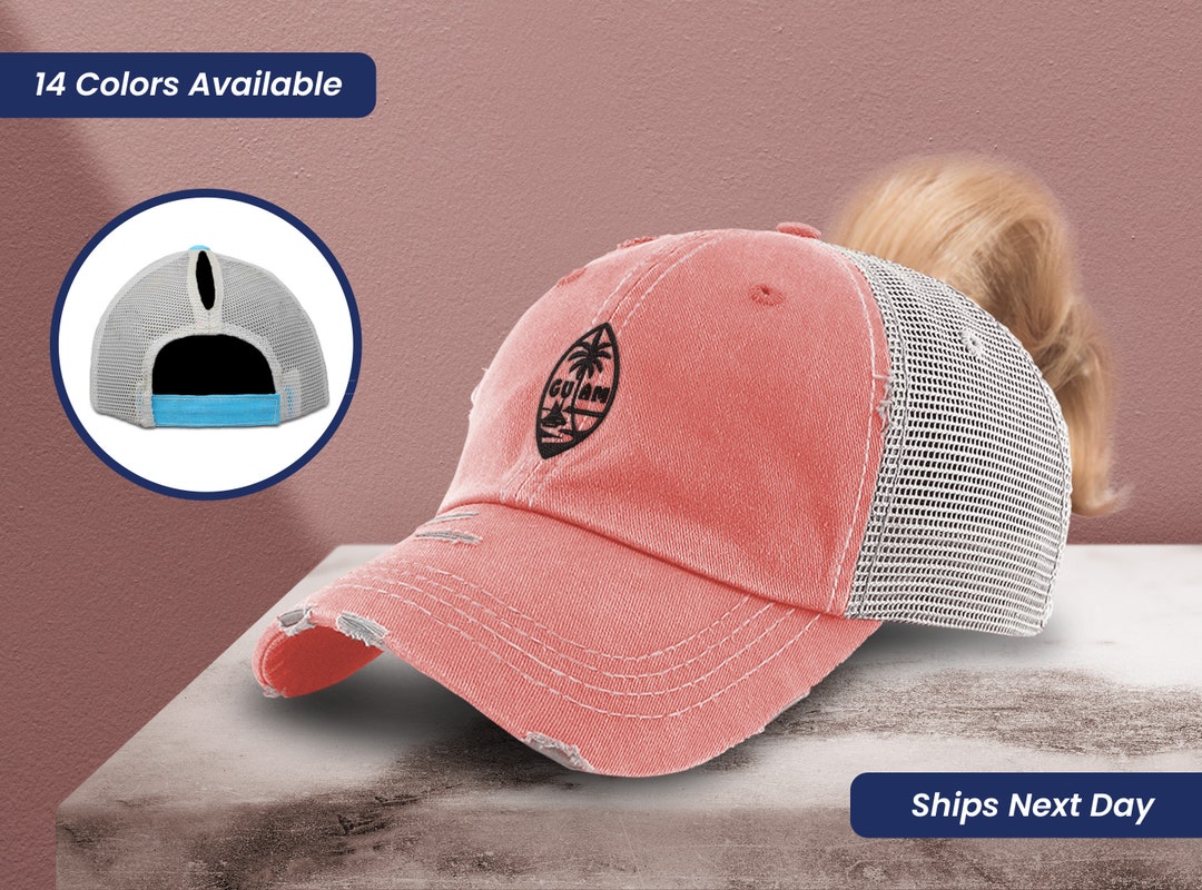 Ponytail Cap Women's Baseball Cap Seal of Guam Embroidery Sun Hat With ...