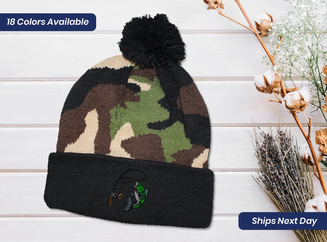 Sport Fishing Fish Logo Embroidery Winter Beanie Womens Personalized ...