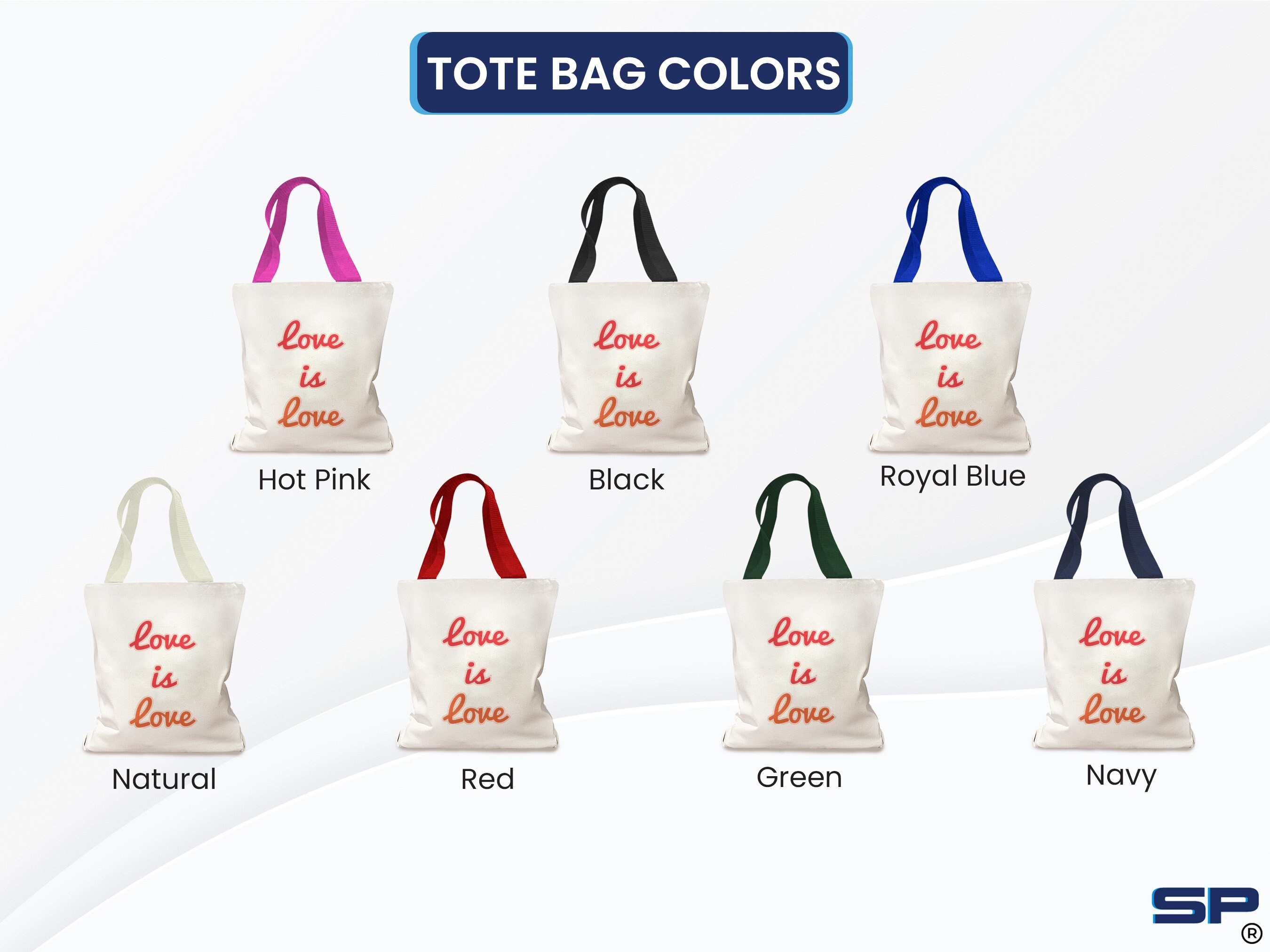 Canvas Tote Reusable Shopping Bag Love is Love Heart Valentines Day ...