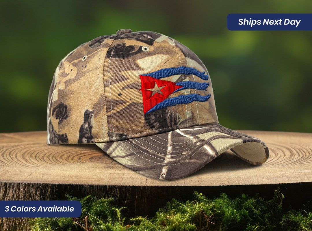 Camo Hat Baseball Cap Camouflage Hat Cuba Cuban Flag Flame Embroidery ...