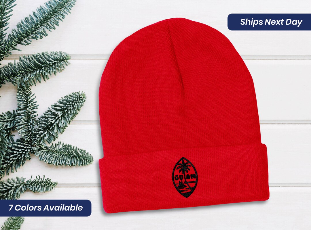 Beanie Hat Winter Beanie Womens Seal of Guam Embroidery Beanie for Men ...