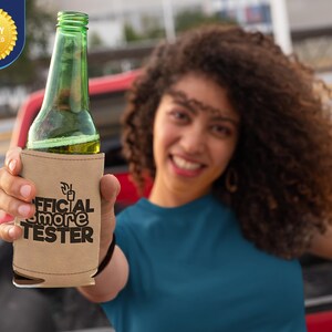 Leatherette Beer Cuzzi Can Sleeve Official Smore Tester Drink Cooler ...