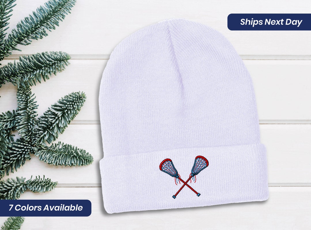 Beanie Hat Winter Beanie Womens Men's Lacrosse Sticks Embroidery Beanie ...