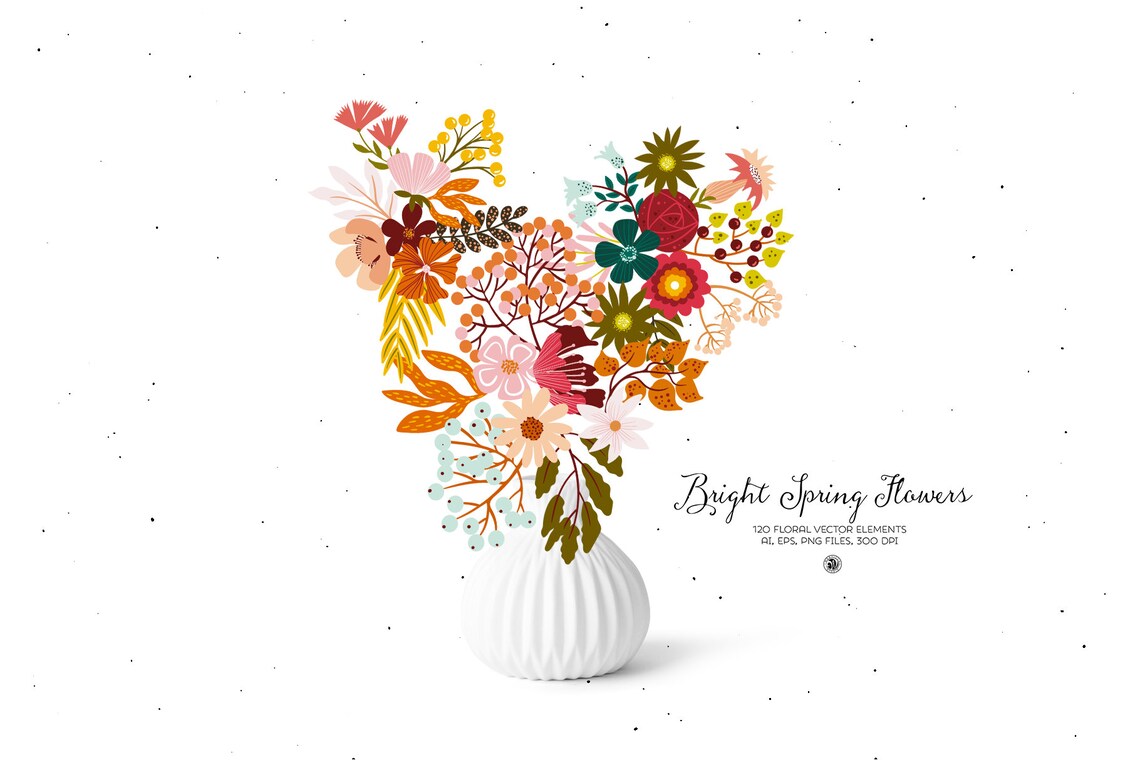 Big Set 120 Floral Clipart Vector Set Flowers Clipart Hand - Etsy