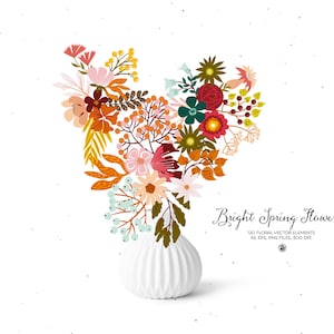 Big Set 120 Floral Clipart Vector Set, Flowers Clipart, Hand Drawn ...