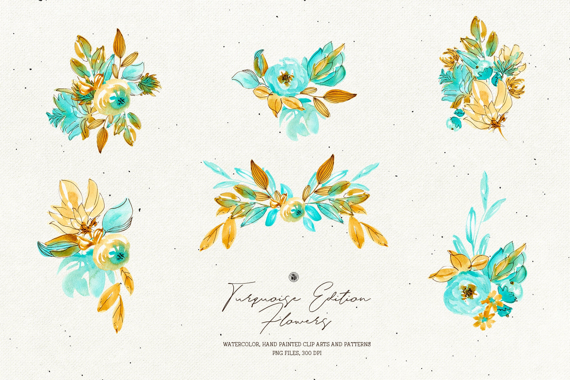 26 Turquoise Watercolor Flowers Watercolor Hand Painted - Etsy UK