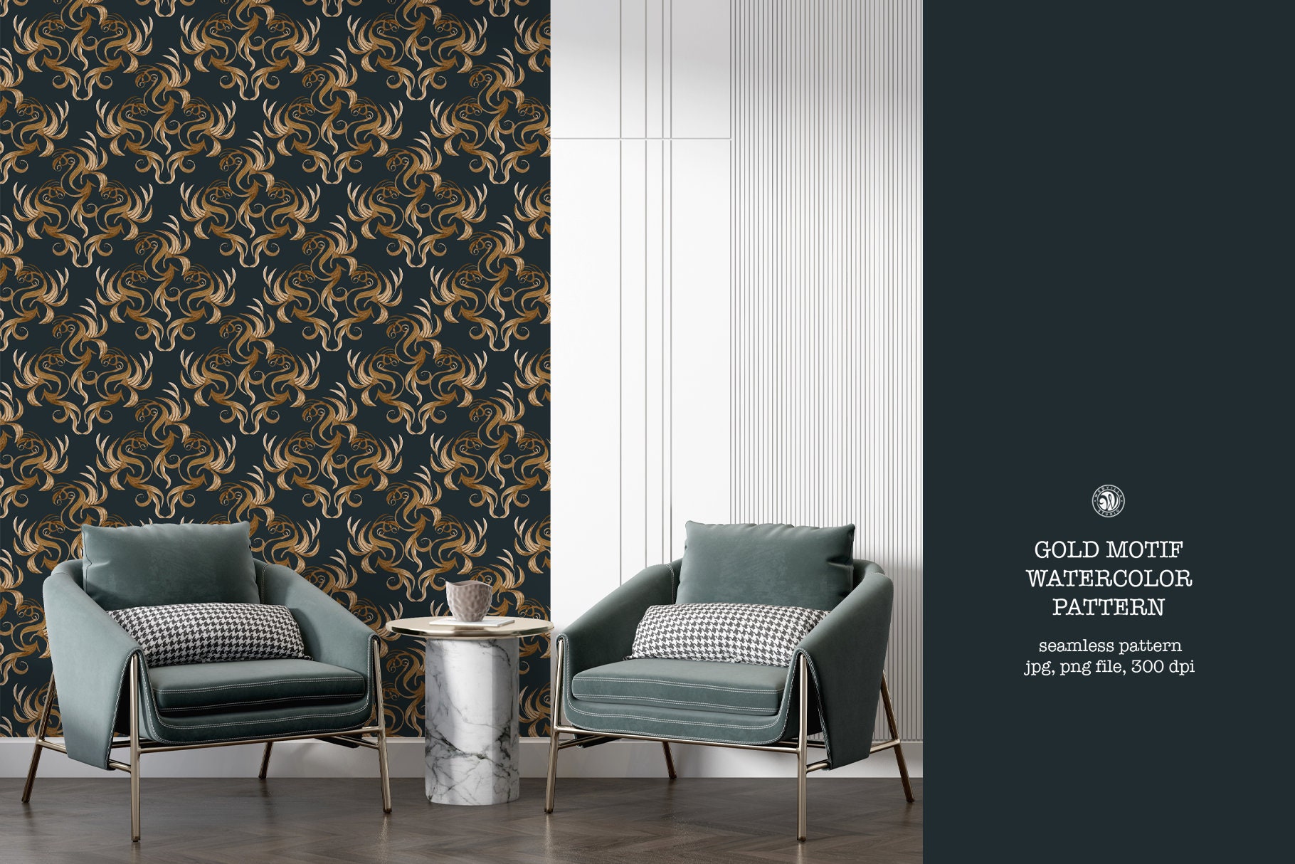 Watercolor Gold Motif Seamless Pattern, Gold Wallpaper, Flowers Fabric ...