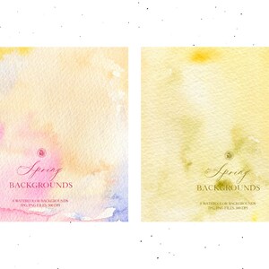 8 Spring Watercolor Backgrounds, Digital Hand Painted Spring Watercolor ...