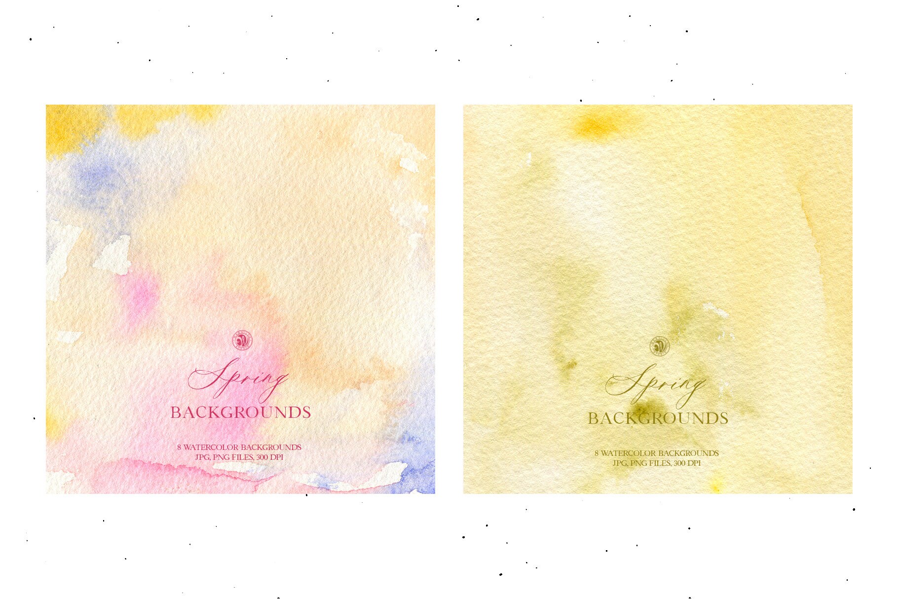 8 Spring Watercolor Backgrounds, Digital Hand Painted Spring Watercolor ...