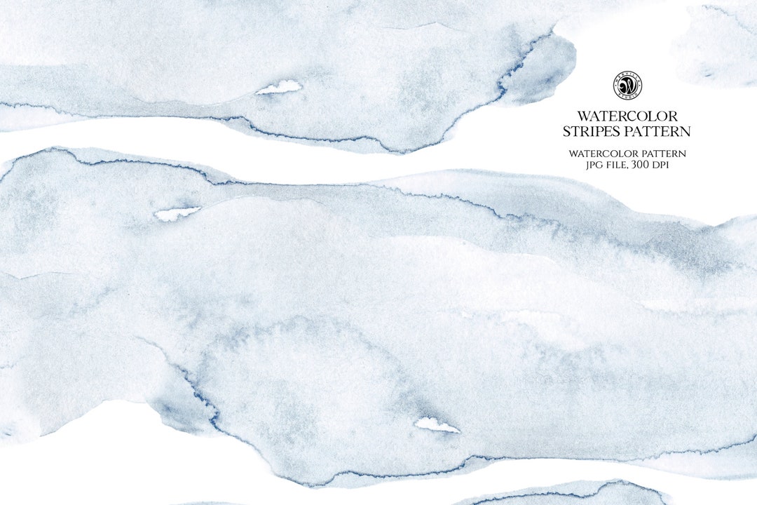Watercolor Hand Painted Stripes Pattern, Blue Pattern - Watercolor ...