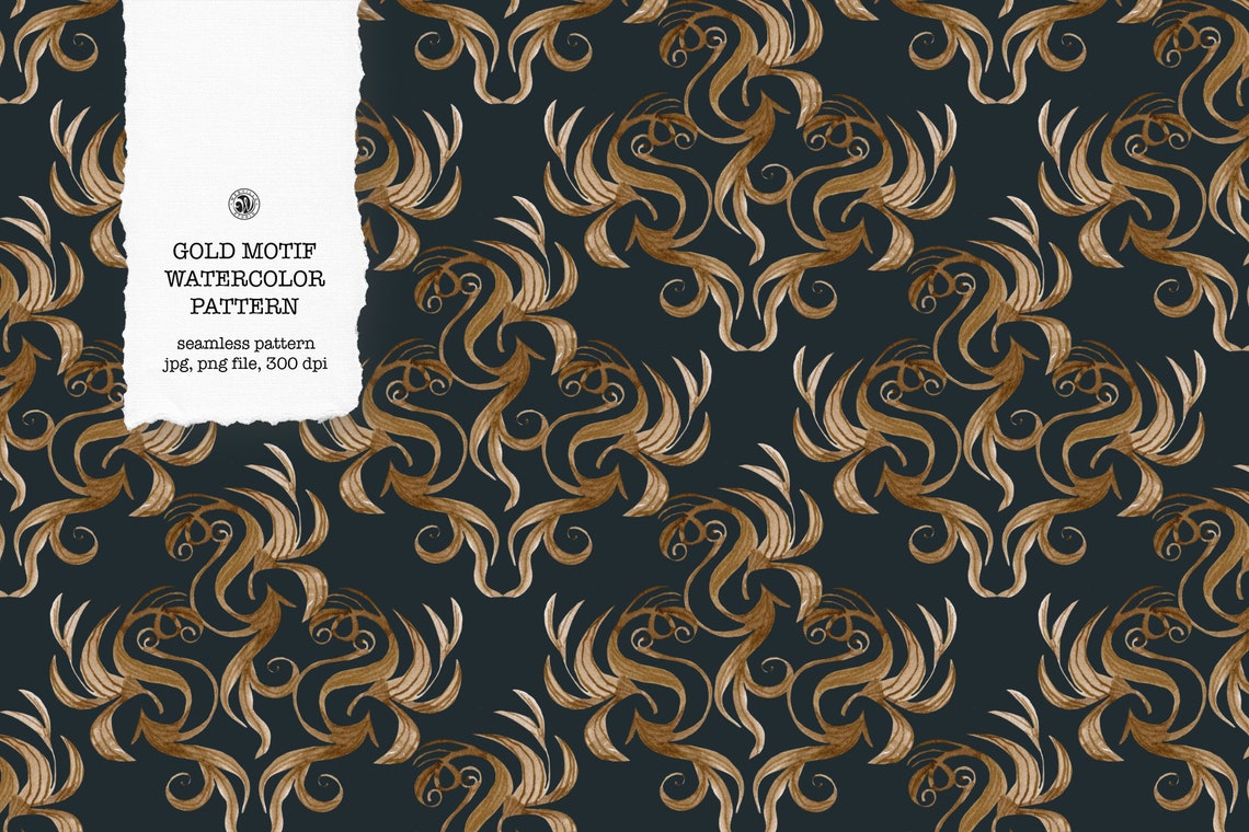 Watercolor Gold Motif Seamless Pattern, Gold Wallpaper, Flowers Fabric ...