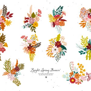 Big Set 120 Floral Clipart Vector Set, Flowers Clipart, Hand Drawn ...