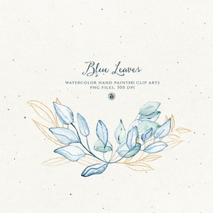 30 Blue leaves clipart set digital patterns watercolor hand | Etsy