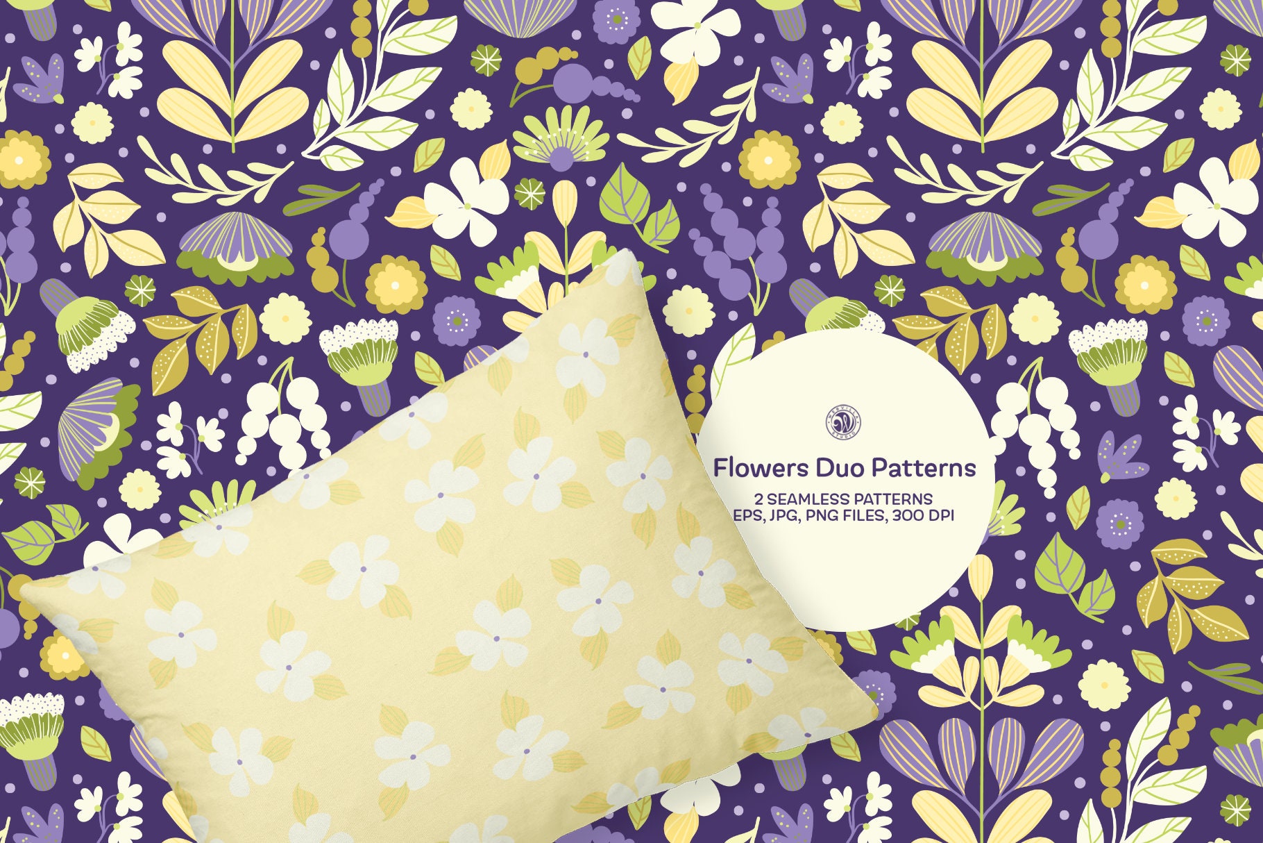 2 Seamless Hand Painted Floral Pattern, Pink Pattern, Flowers Fabric ...