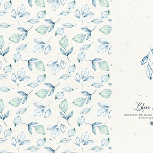 30 Blue leaves clipart set digital patterns watercolor hand | Etsy
