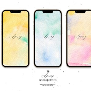 8 Spring Watercolor Backgrounds, Digital Hand Painted Spring Watercolor ...