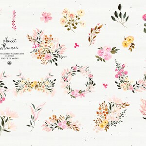 27 Watercolor Hand Painted Clipart, Floral Clipart, Digital Flowers for ...
