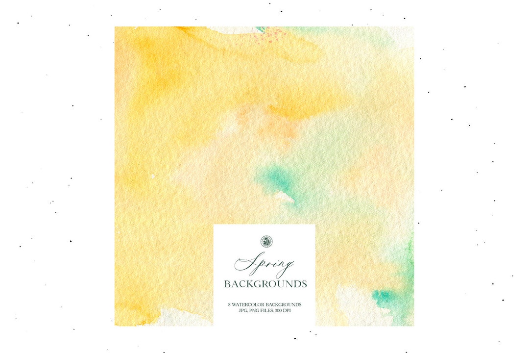 8 Spring Watercolor Backgrounds, Digital Hand Painted Spring Watercolor ...