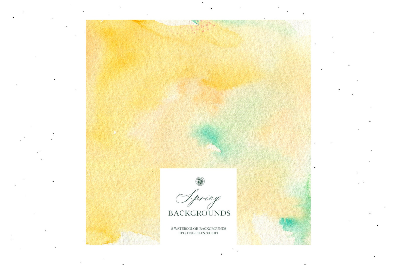 8 Spring Watercolor Backgrounds, Digital Hand Painted Spring Watercolor ...