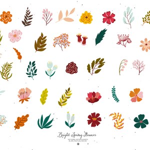 Big Set 120 Floral Clipart Vector Set, Flowers Clipart, Hand Drawn ...