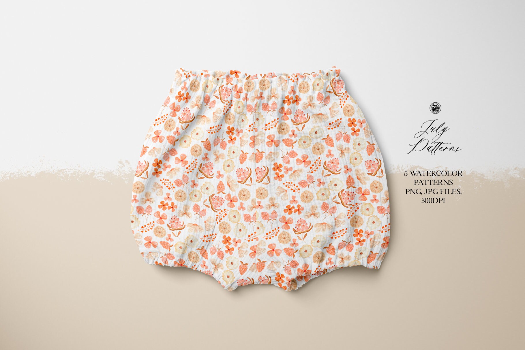 5 Watercolor Hand Painted Floral Digital Patterns, Digital Patterns ...