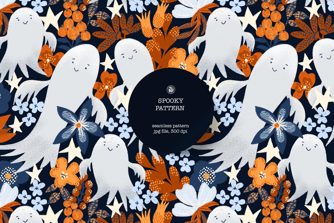 Spooky Pattern, Digital Pattern, Halloween Fabric, Ghost Seamless ...