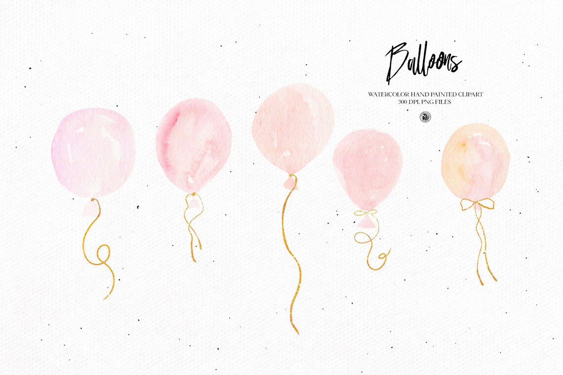 33 Balloons Watercolor Clipart, Hand Painted Watercolor Balloons ...