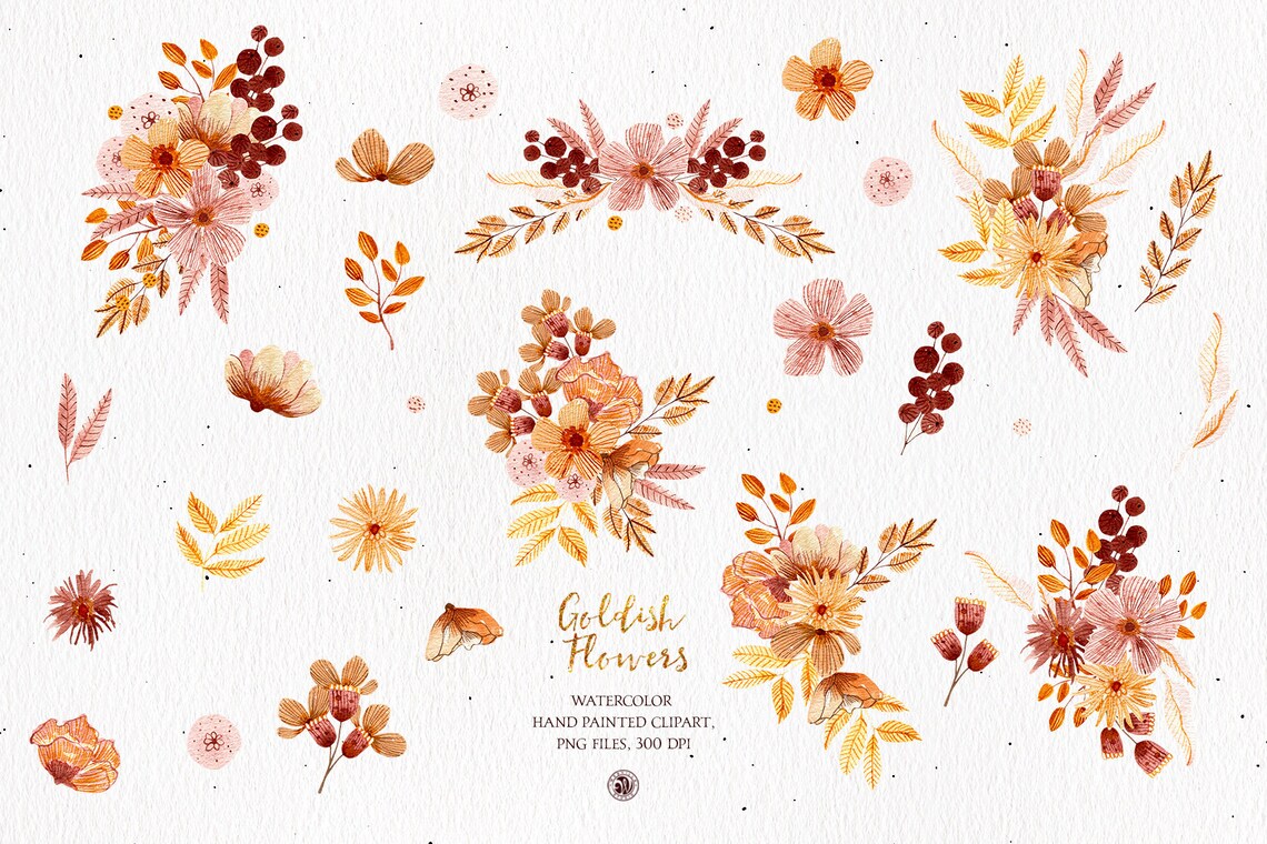 28 Watercolor Hand Painted Clipart Floral Clipart Digital - Etsy