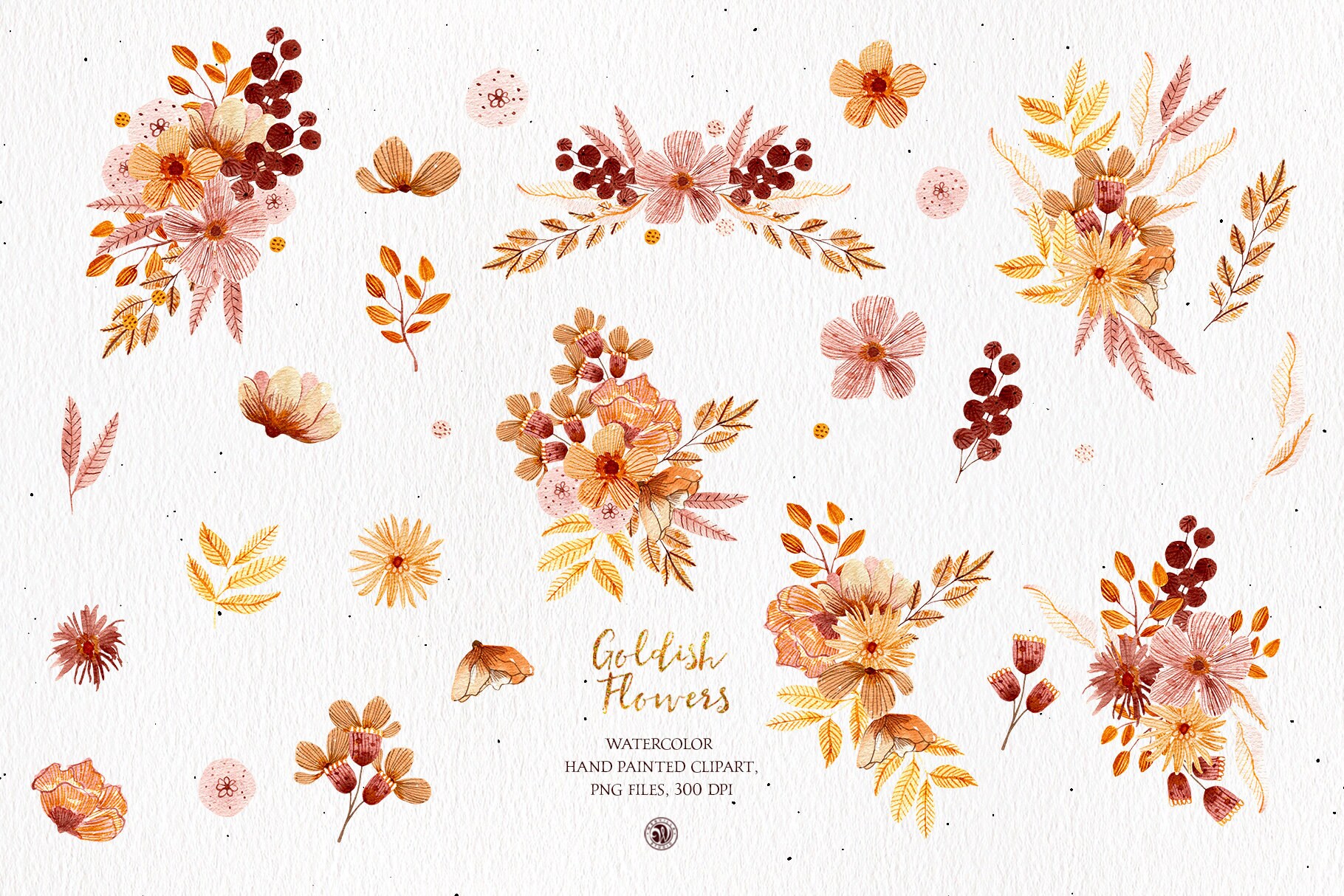 28 Watercolor Hand Painted Clipart, Floral Clipart, Digital Flowers for ...