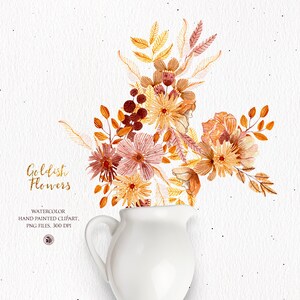 28 Watercolor Hand Painted Clipart, Floral Clipart, Digital Flowers for ...