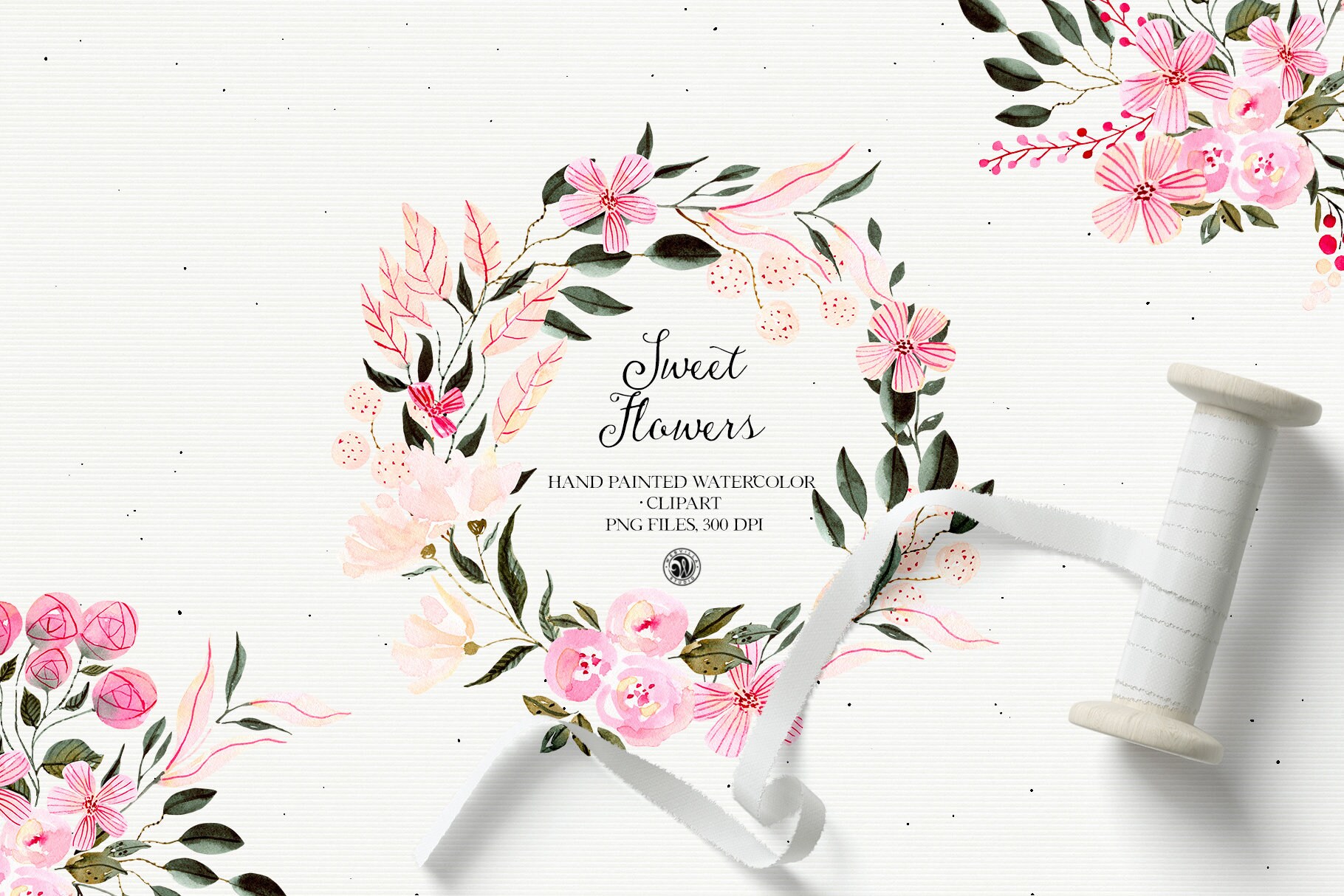 27 Watercolor Hand Painted Clipart, Floral Clipart, Digital Flowers for ...