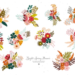 Big Set 120 Floral Clipart Vector Set, Flowers Clipart, Hand Drawn ...