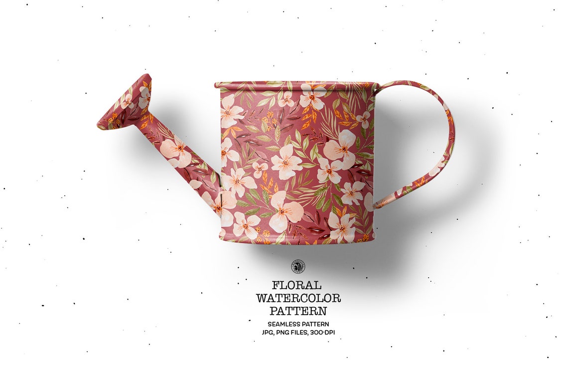 Watercolor Red Floral Pattern: Hand-painted Seamless Design (commercial ...
