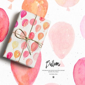 33 Balloons Watercolor Clipart, Hand Painted Watercolor Balloons ...