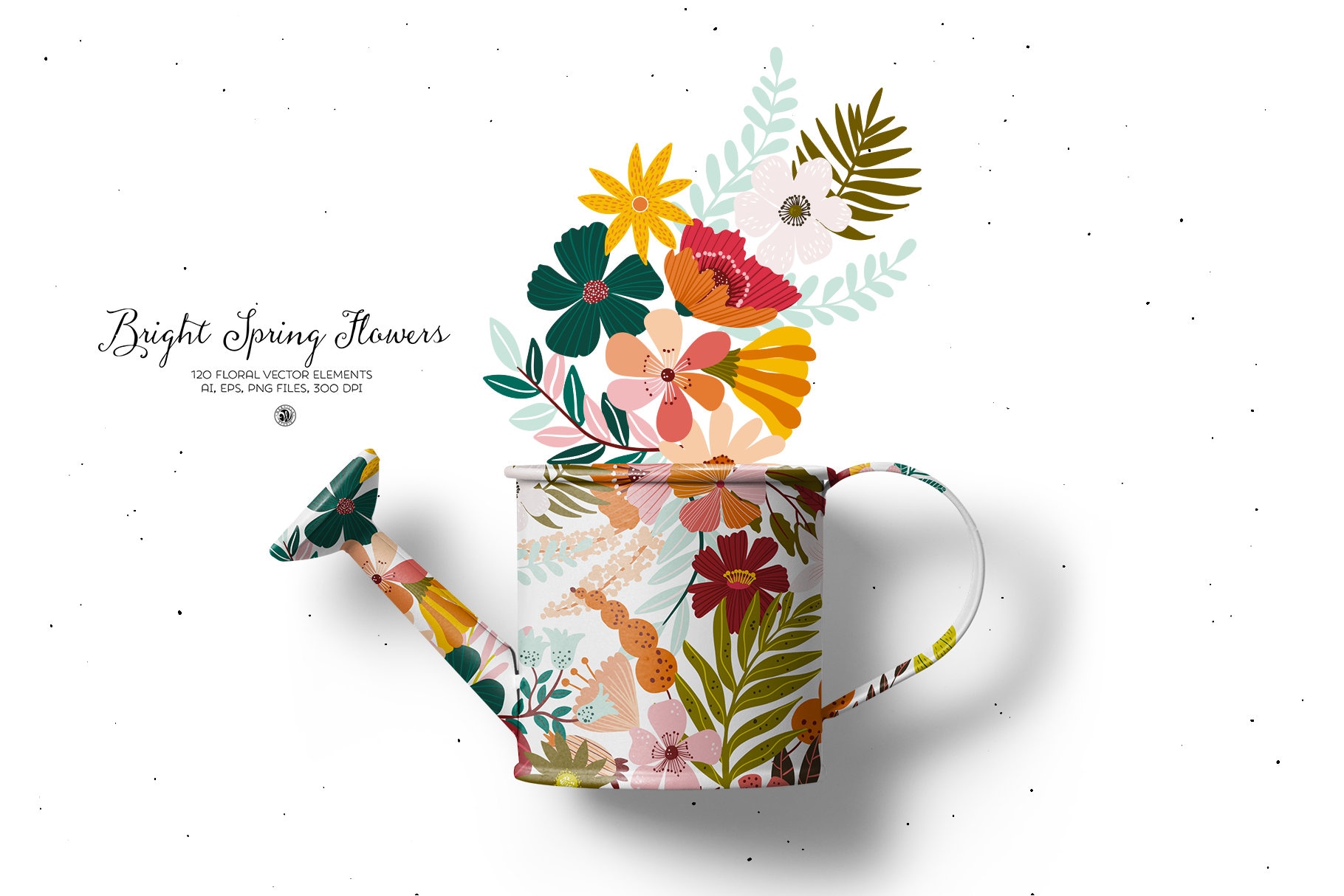 Big Set 120 Floral Clipart Vector Set, Flowers Clipart, Hand Drawn ...