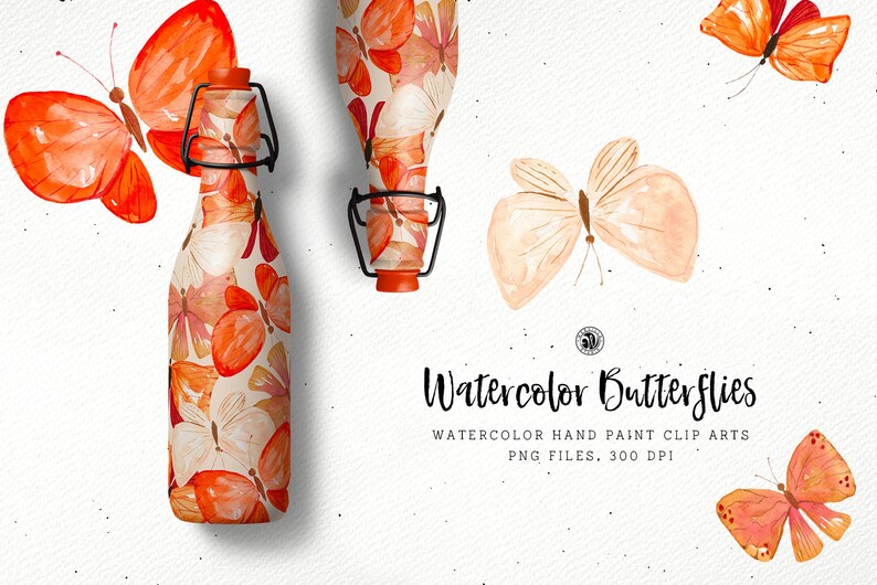 Watercolor Butterfly Clipart: Hand-painted Floral Illustrations ...