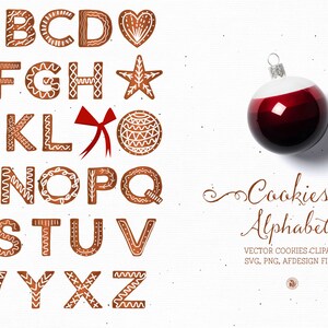 30 Alphabet Clipart - Vector Christmas Cookies Alphabet, Stickers ...